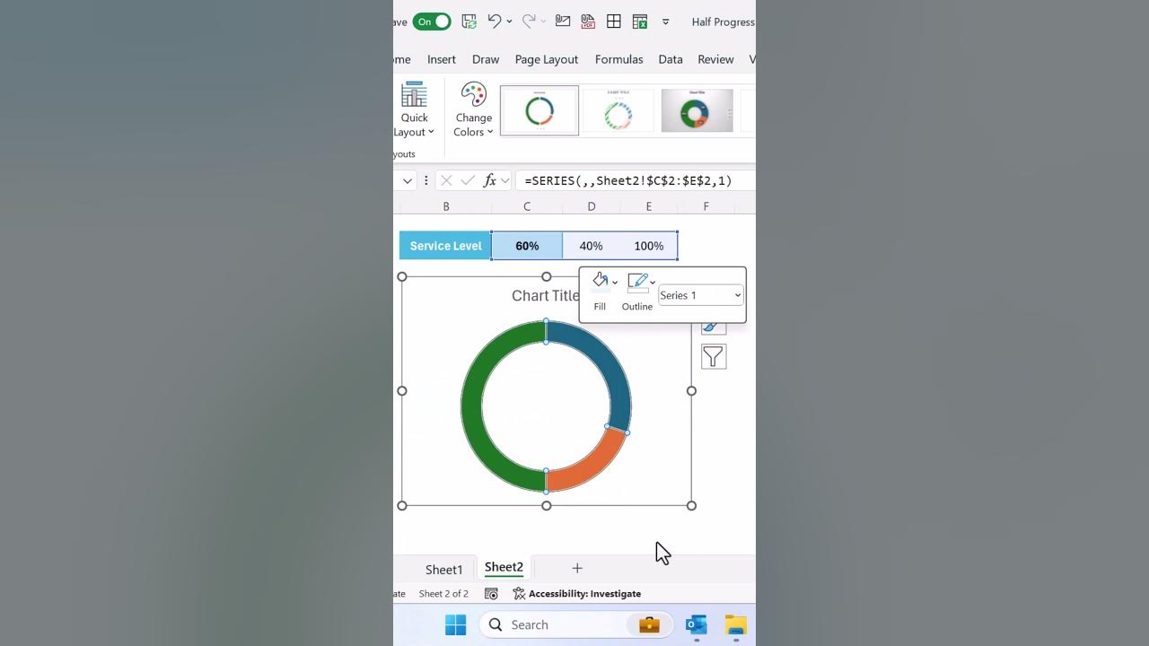 Quick Trick Half Progress Circle Chart In Excel Excelcharts Youtube