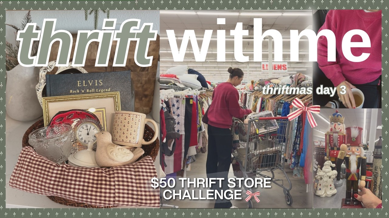 thrift with me! $50 Thrift Challenge for Gifts + thrift haul - YouTube