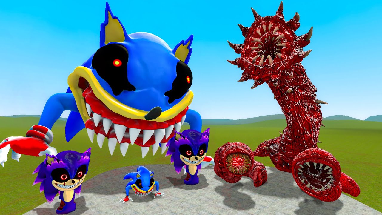 ALL NEW SPRUNKI SONIC.EXE FAMILY VS ALL NEW SUPER WORM FAMILY In Garry ...