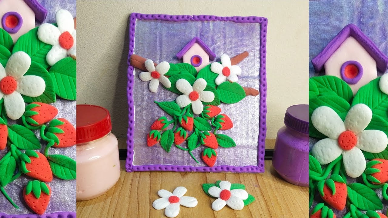 Strawberry clay art tutorial step by step.. সুপার ক্লে দিয়ে ওয়াল ...
