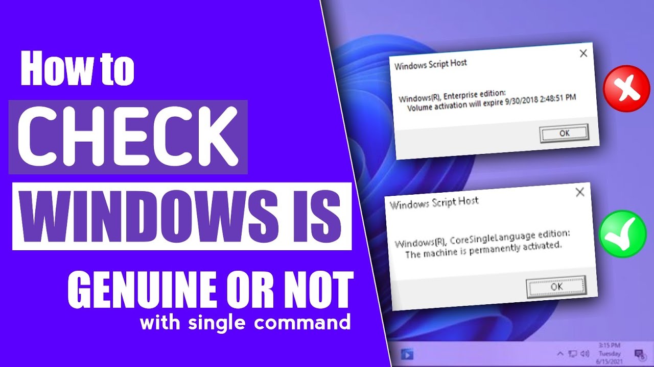 How to check whether windows is genuine or not with single command ...