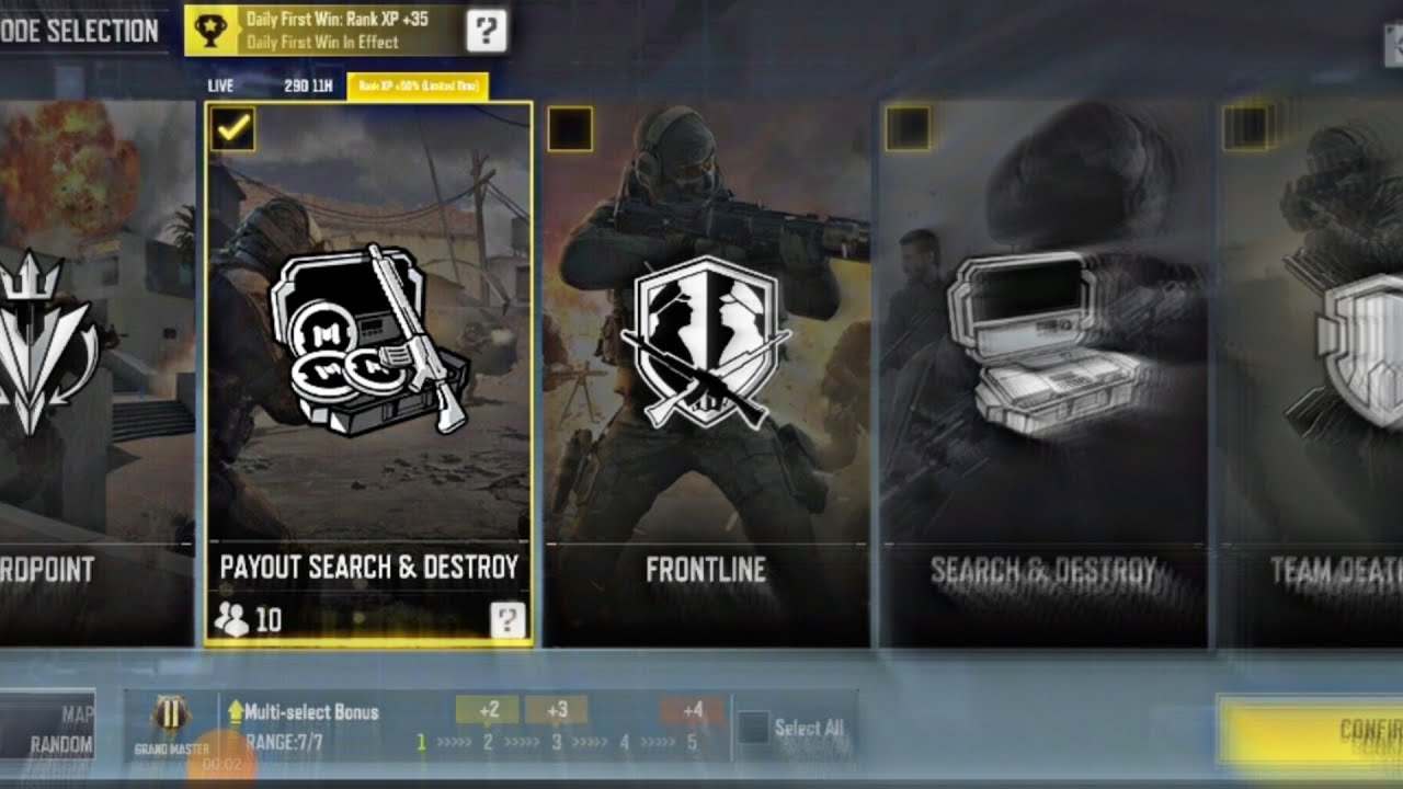 CALL OF DUTY : MOBILE || PAYOUT SEARCH AND DESTROY || RANK XP 50+ - YouTube