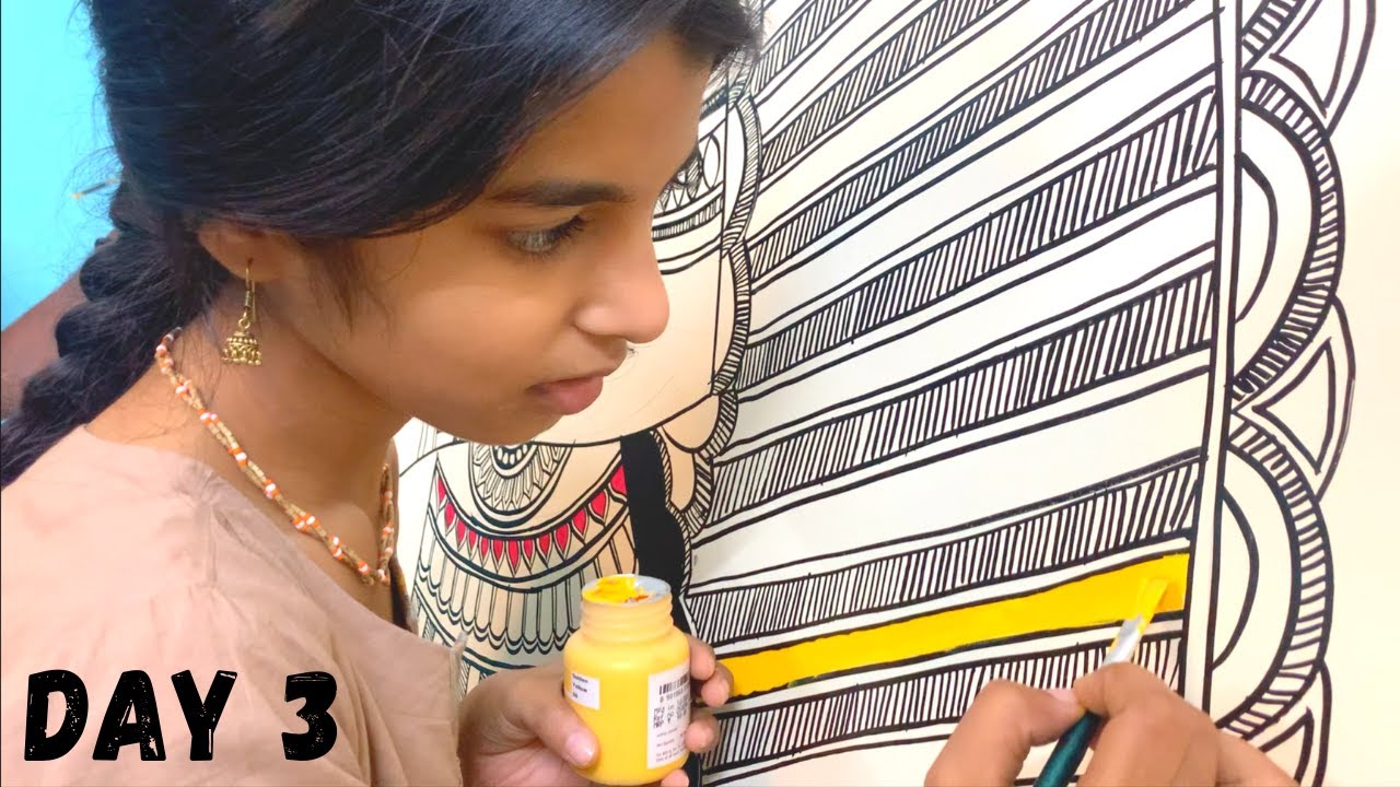 Day 3 of Mithila Painting (Maithili's Life) - YouTube