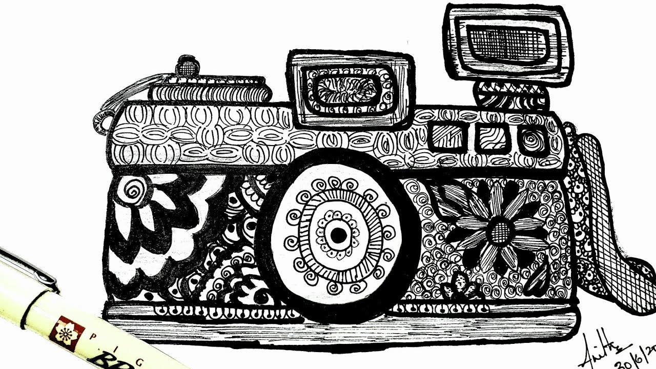 Vintage Camera Mandala | how to draw MANDALA ART for beginners | Step ...