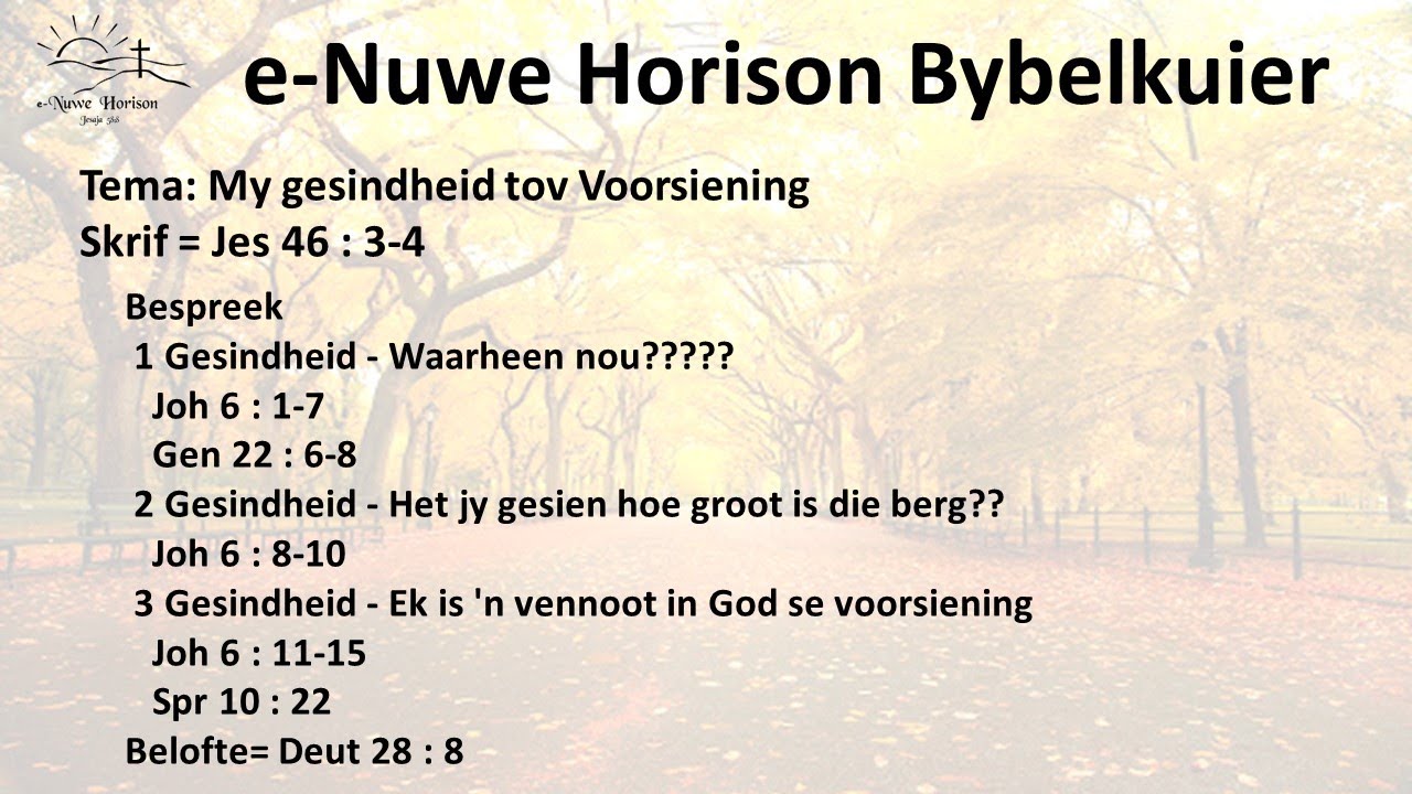 My gesindheid tov Voorsiening - YouTube