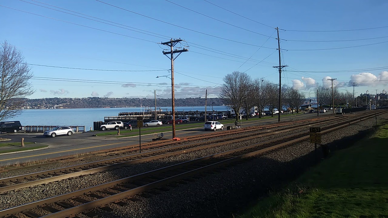 Southbound Amtrak 90253 off from Seattle to Portland. - YouTube