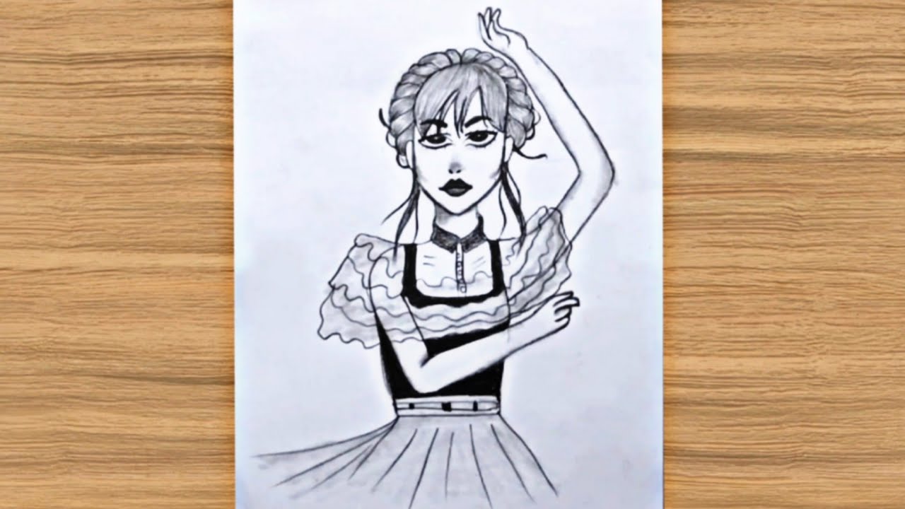 How to draw WEDNESDAY ADDAMS | Anime Wednesday Addams Drawing | - YouTube