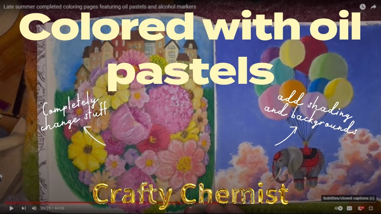 Late summer completed coloring pages featuring oil pastels and alcohol ...