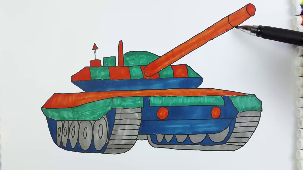 Cara Menggambar Tank Perang Untuk Anak - Draw Tank - YouTube
