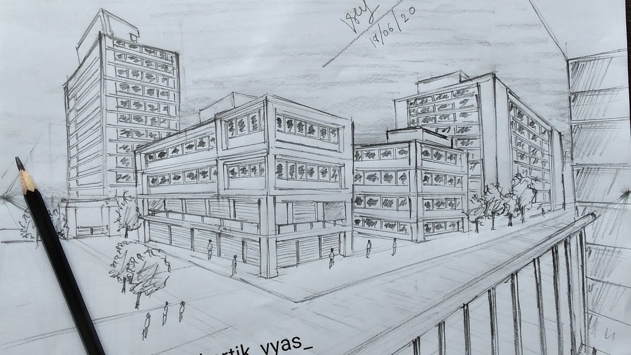 2 point perspective | nata exam drawing | Kartik Vyas - YouTube