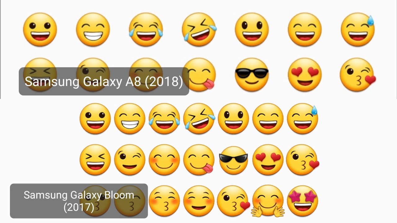 Samsung Galaxy A8 (2018, Android Oreo) VS Bloom / A3 (2017) emojis. ♥️ ...