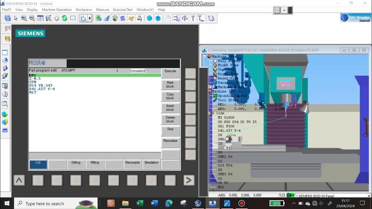 Program sinumerik dengan main program dan sub program - YouTube