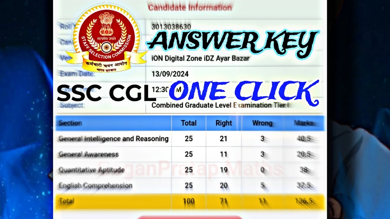 SSC CGL answer key not showing issue fixed.get your answer in one click ...