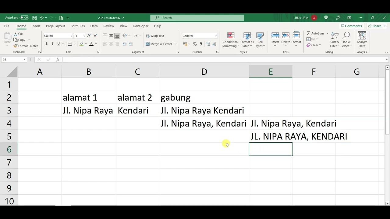 CARA MENGGABUNGKAN TEXT DI EXCEL - YouTube