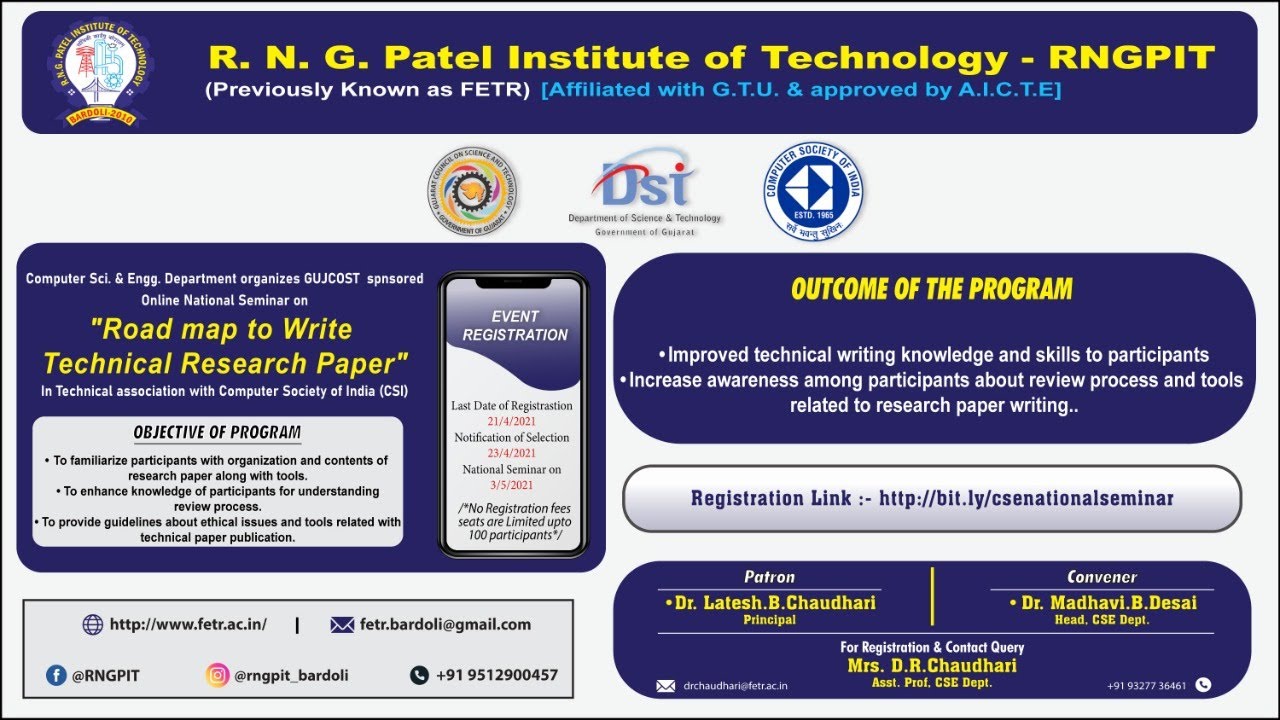 GUJCOST sponsored National Webinar on "Road map to Write Technical ...