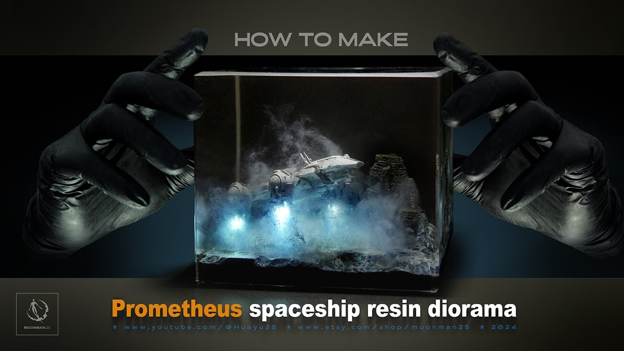 Prometheus spaceship/ DIORAMA/ How to make/ DIY/ Epoxy Resin Art ...