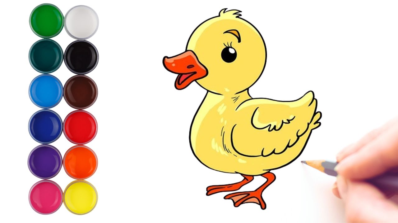 How to Draw a Duck Super Easy and Cute. Speed paint - YouTube