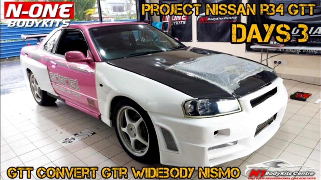 project nissan skyline r34 gtt convert gtr widebody nismo days 3 - YouTube