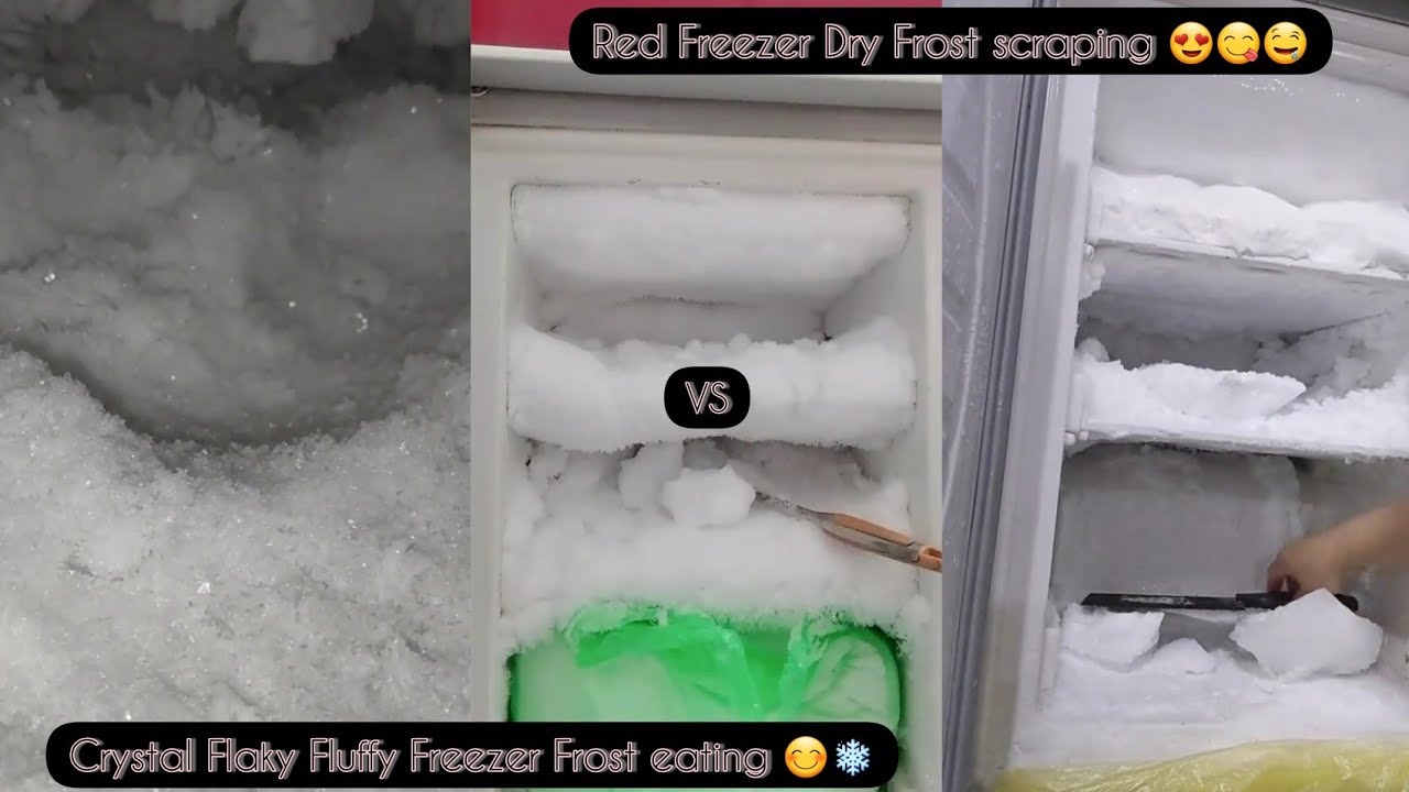 Frozen Freezer 😍eating Dry Freezer Frost directly 😊Dry scraped Frost ...