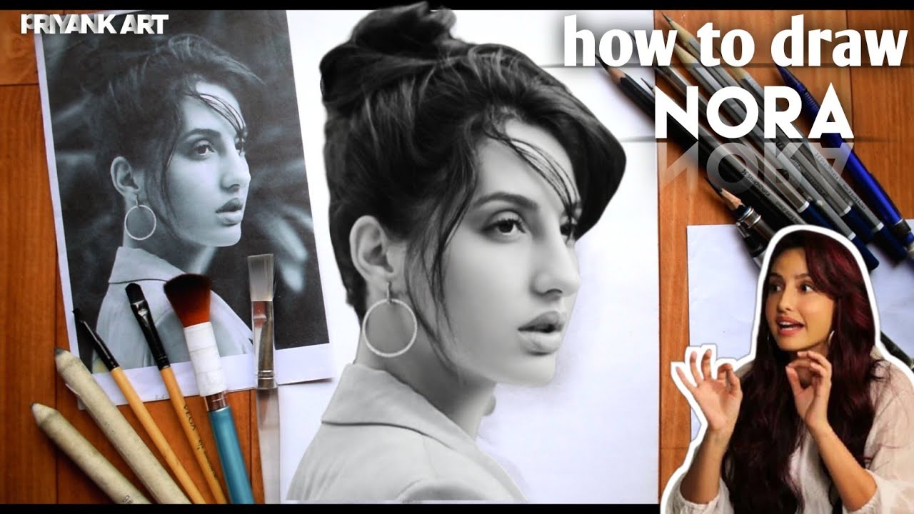 How to draw a Nora fatehi 🤩 | pencil sketch | portrait #Norafatehi # ...