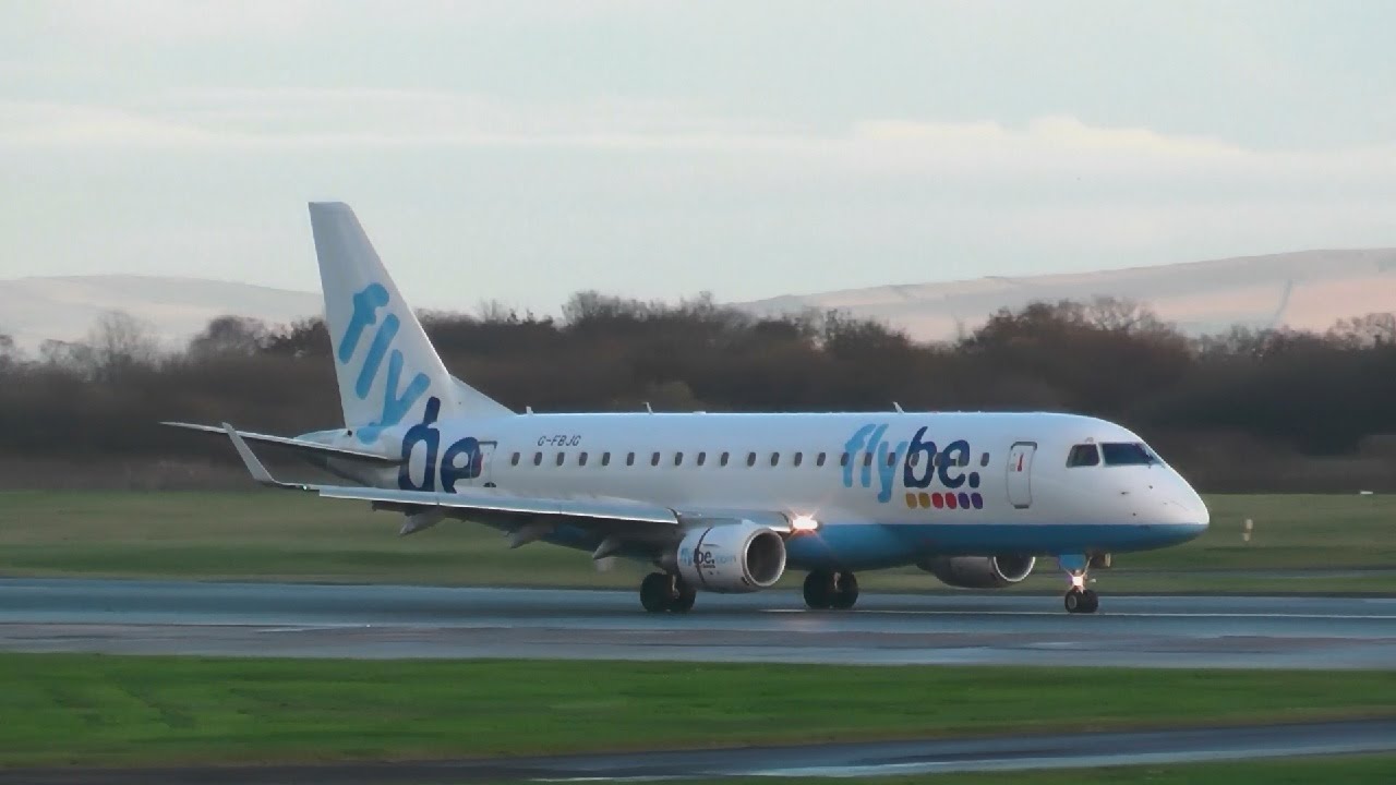 Flybe Embraer 175 G-FBJG Landing at Manchester Airport - YouTube