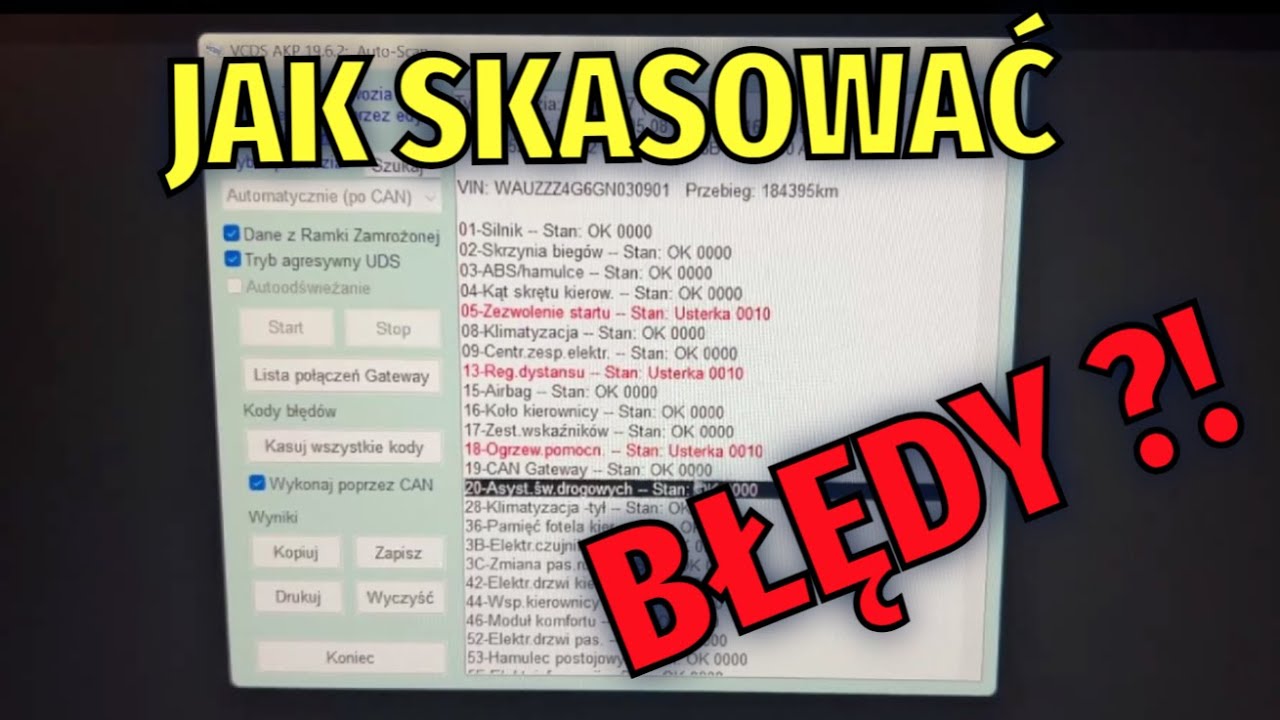 JAK USUNĄĆ BŁĘDY W SAMOCHODZIE? skanowanie i usuwanie błędów (VCDS ...