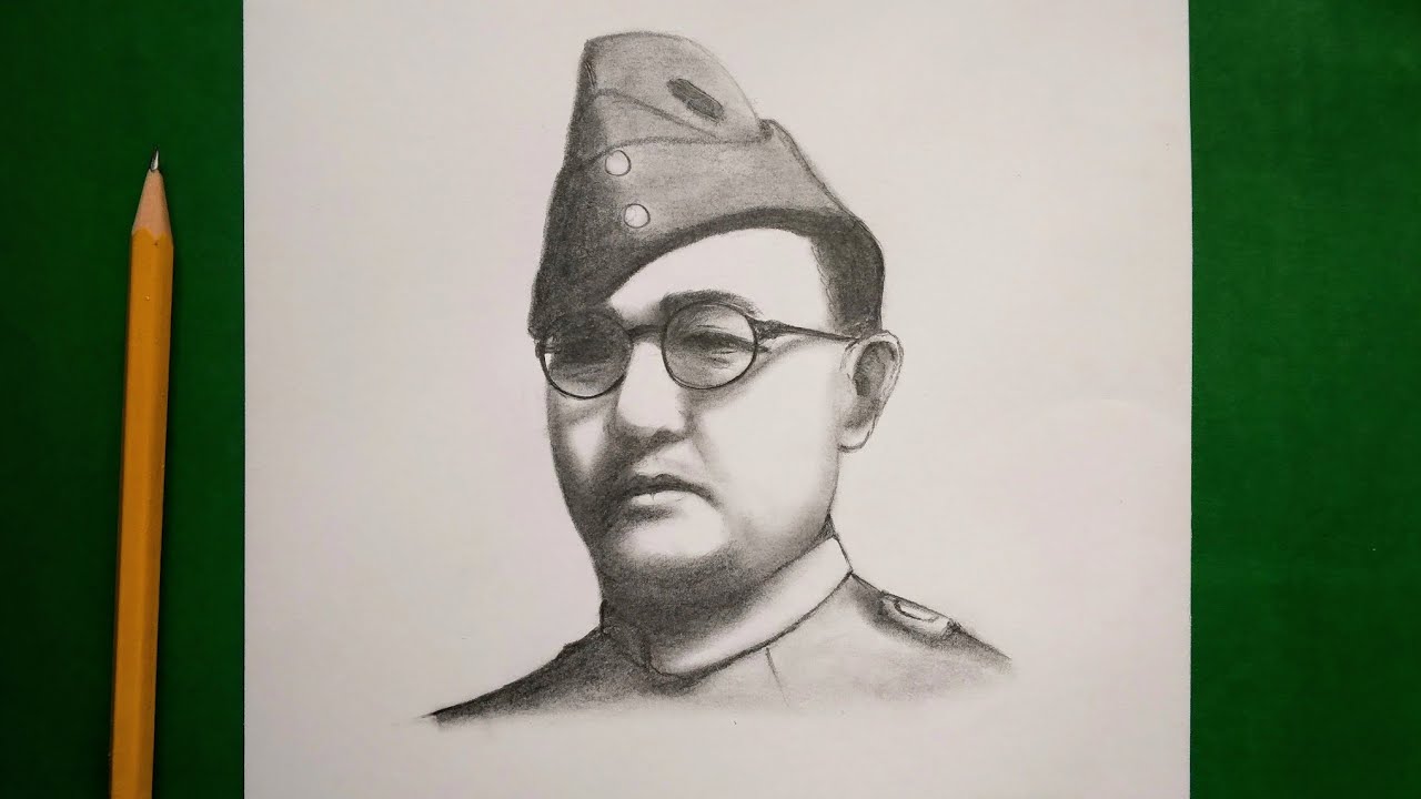 Netaji Subhash Chandra Bose Portrait Sketch | @pencilsketching1 - YouTube