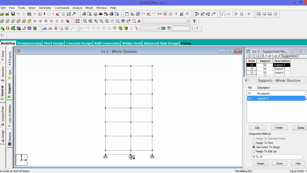 STAAD Pro V8i adding and removing of beams - YouTube
