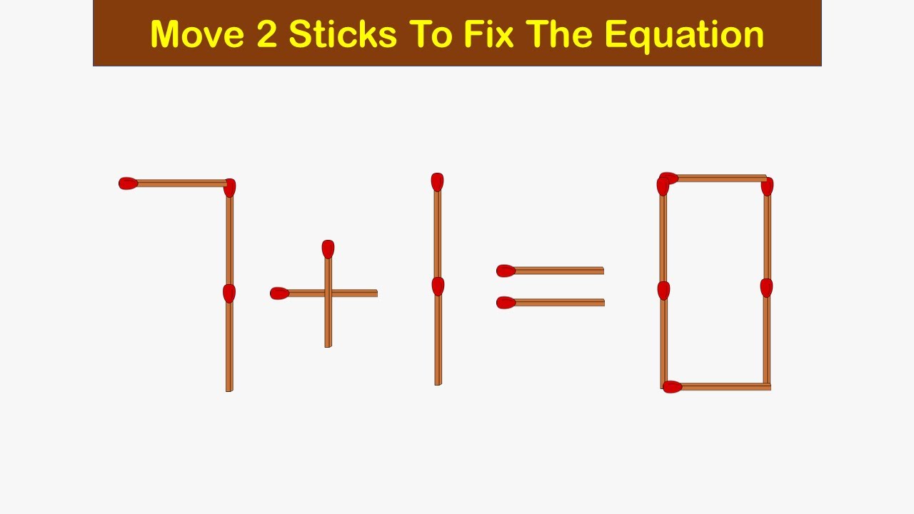 Matchstick Puzzle Move Only 1 Stick To Make Equation Correct YouTube