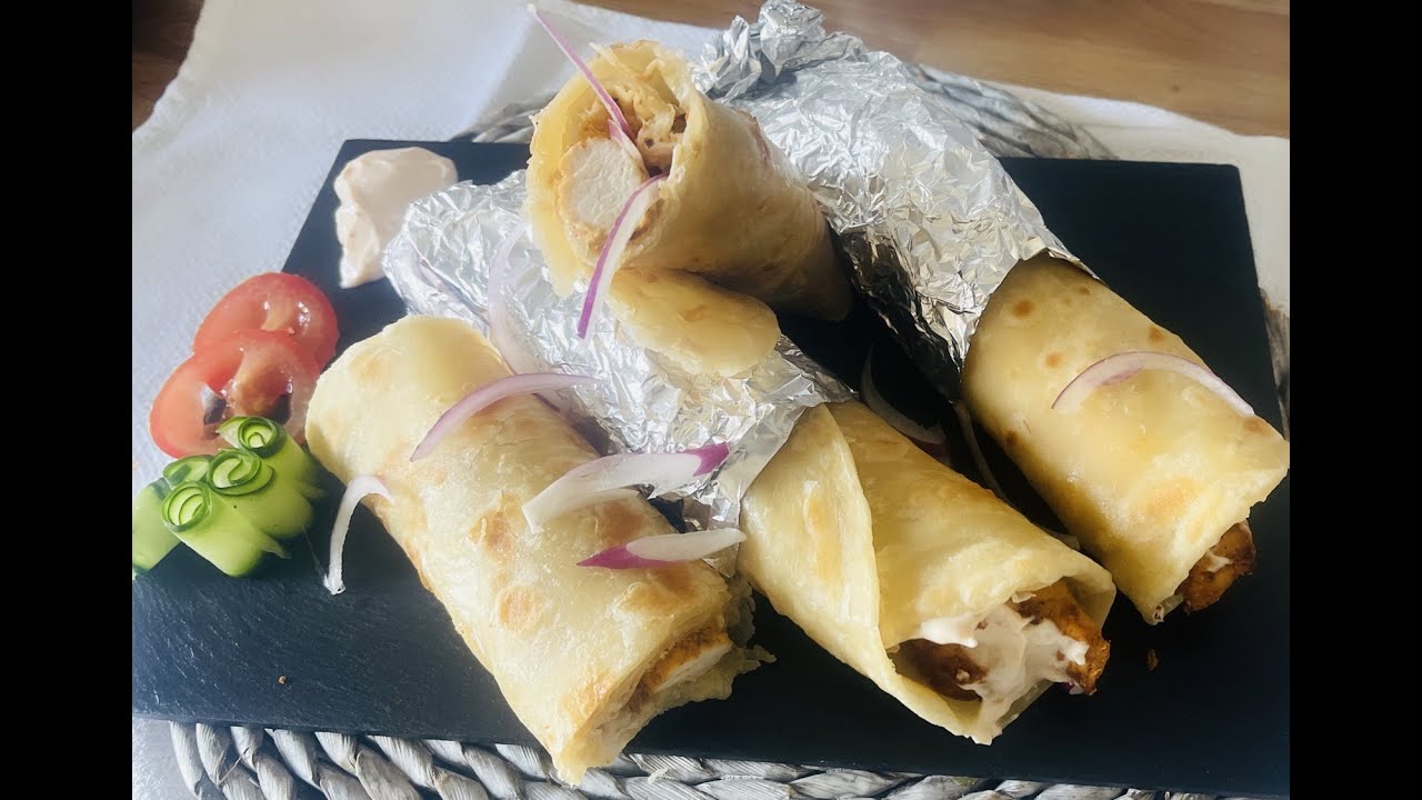 Chicken Paratha Roll Recipe || tikka paratha roll with amazing sauce ...