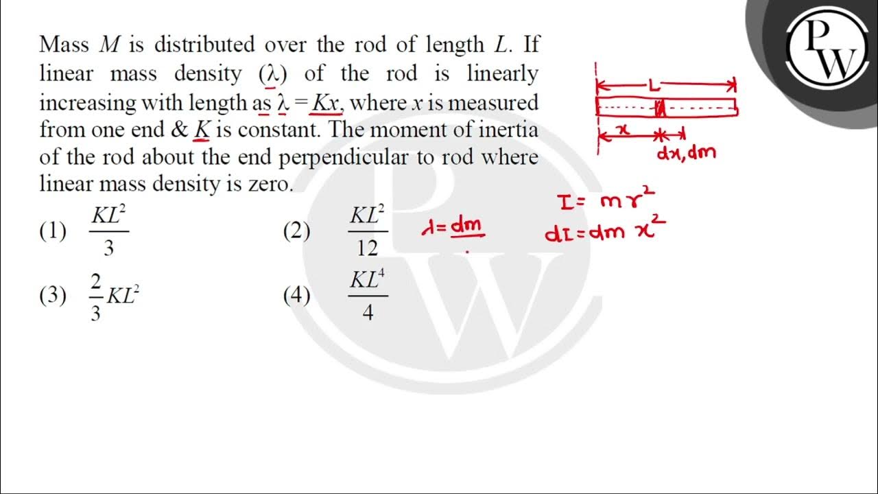 Mass \( M \) is distributed over the rod of length \( L \). If linear ...