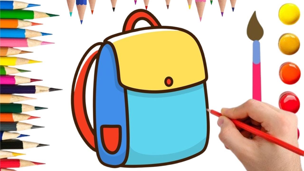 How To Draw Cute Bag 🎒 // Drawing, Painting & Coloring For Kids and ...