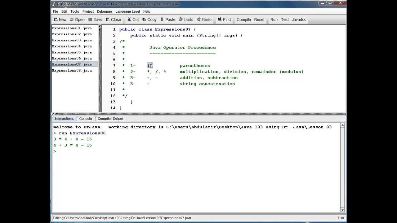 Java Level 1 Using Dr Java Lesson 03 Expressions - YouTube