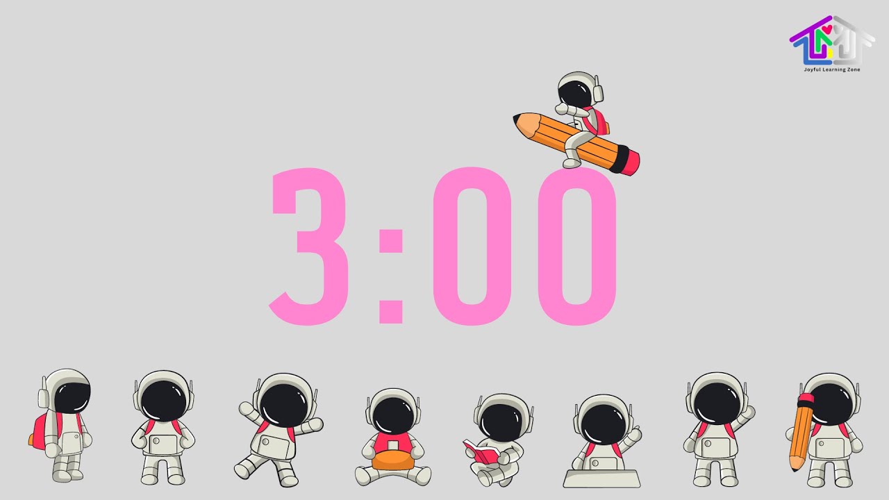 3-Minute Countdown Timer with Alarm| Astronaut | Gray & Pink 🤍🎼⏰ - YouTube