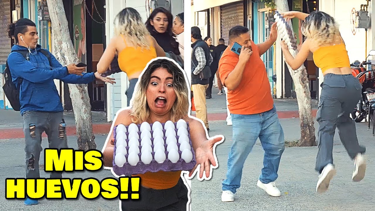Cuidado con mis HUEVOS!! 😰🤣 // Bromas en la calle - Bufones.net - YouTube