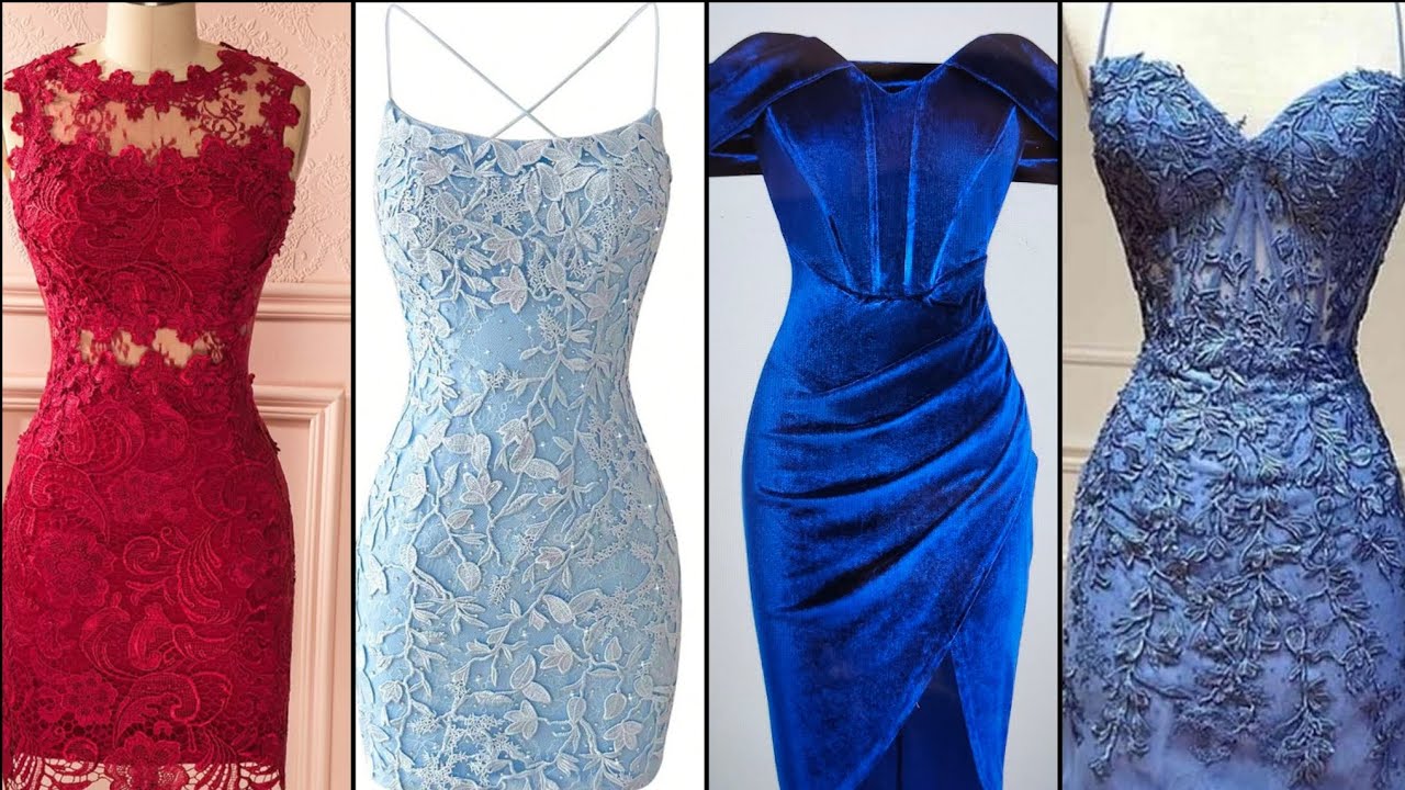 Good-looking charming different types of color scheme of bodycon prom ...
