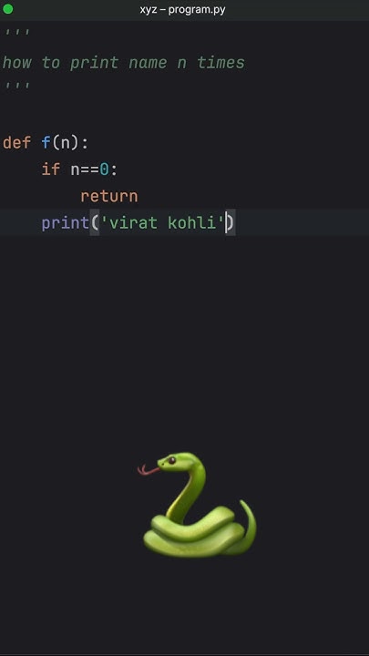 Print name n times in Python #shorts#youtubeshorts #coding #tech #programming #technology # ...