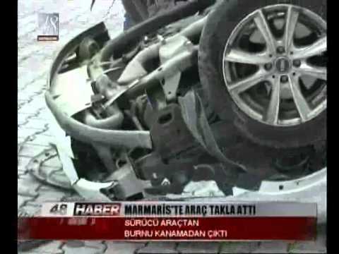 MARMARİS'TE ARAÇ TAKLA ATTI