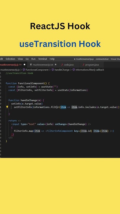 Must Know #react useTransition hook concept #shorts #hindi - YouTube