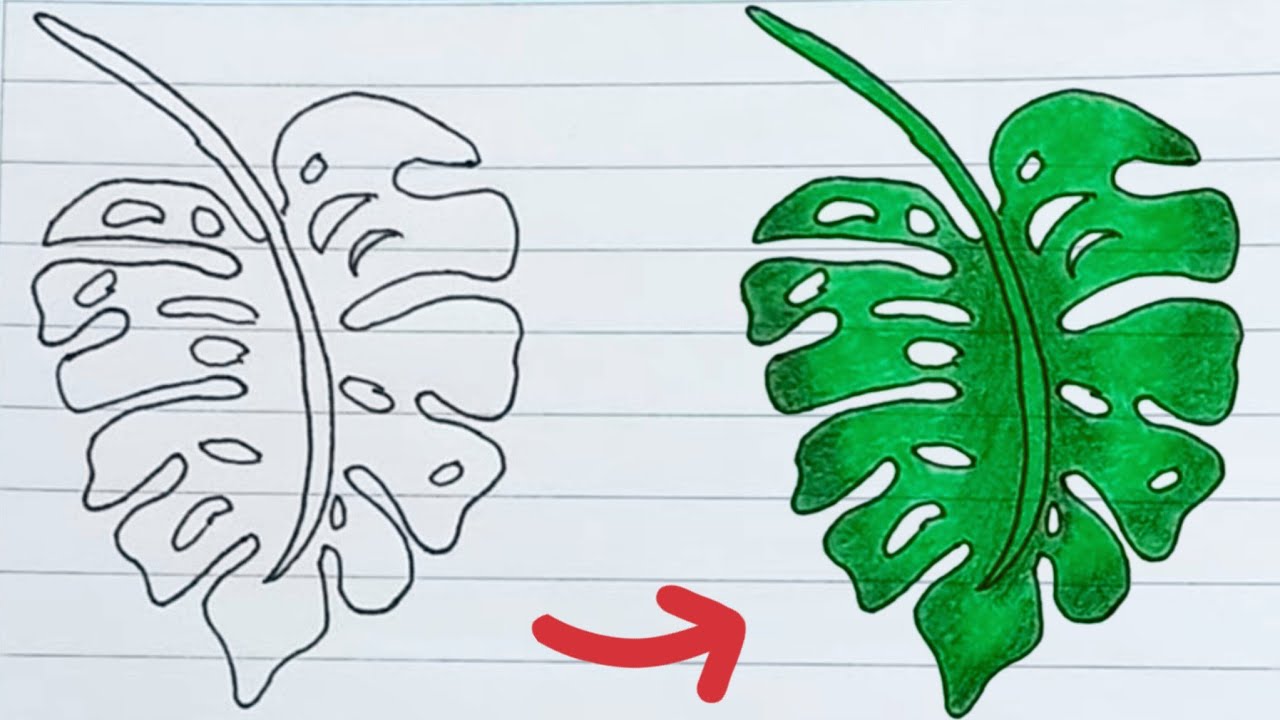 How to draw a fig leaf easily/beautiful and easy drawing with the help ...