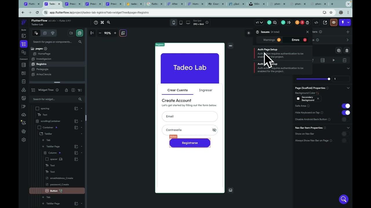 Páginas de Registro o Login en FlutterFlow - YouTube