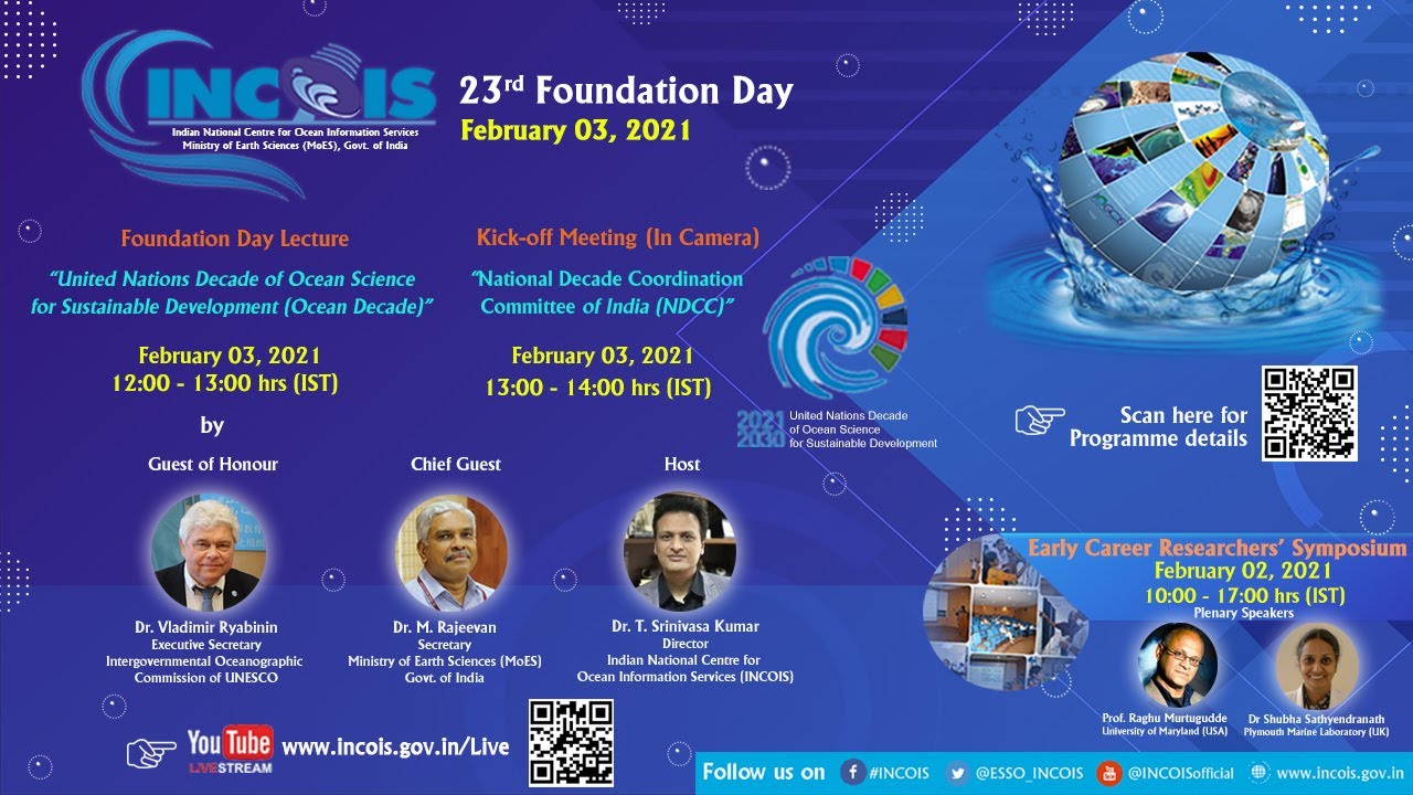 23rd INCOIS Foundation Day Lecture on 03 February 2021 @ 12:00 - 13:00 ...