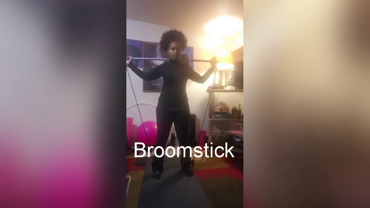 Body Barre exercises using broomstick and resistance bands - YouTube