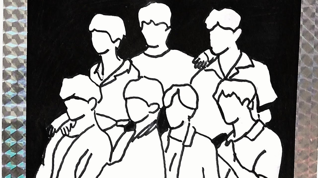 BTS Simple OT7 Drawing 💜 - YouTube