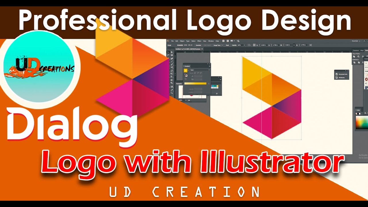 "UD CREATION" Dialog Logo Design with Illustrator - YouTube