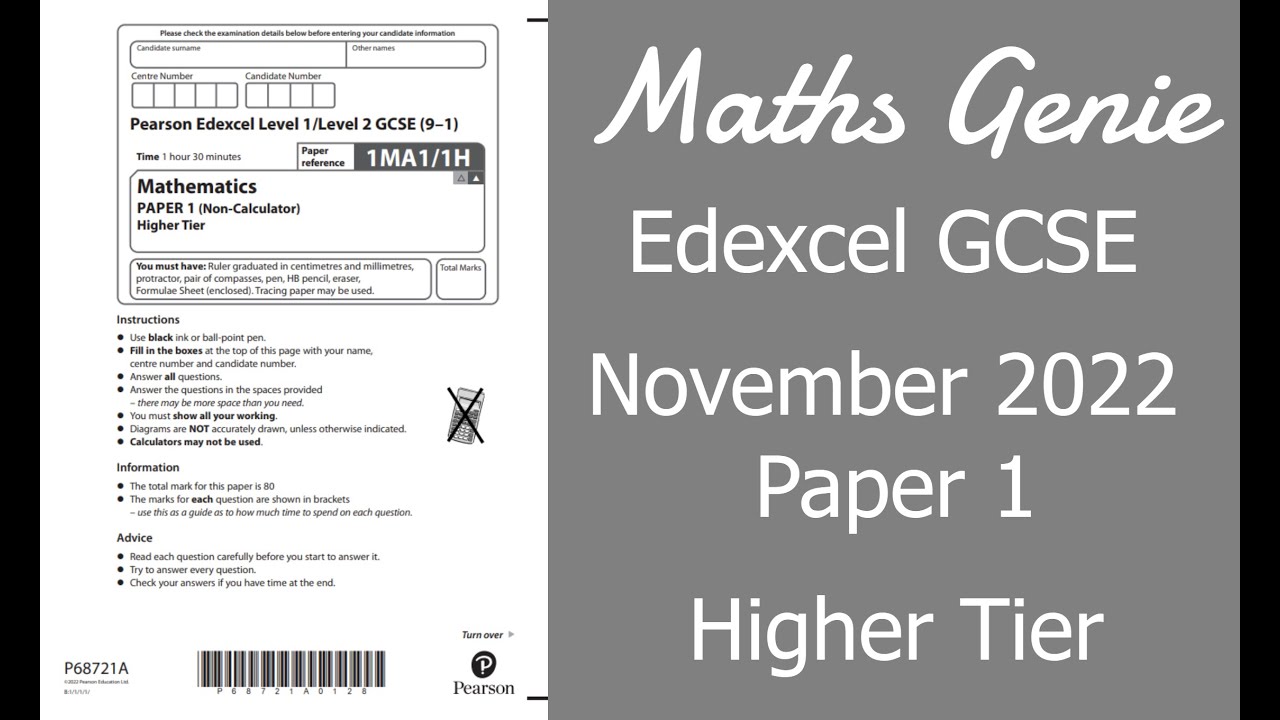 Edexcel Higher Paper 1 November 2022 Exam Walkthrough - YouTube
