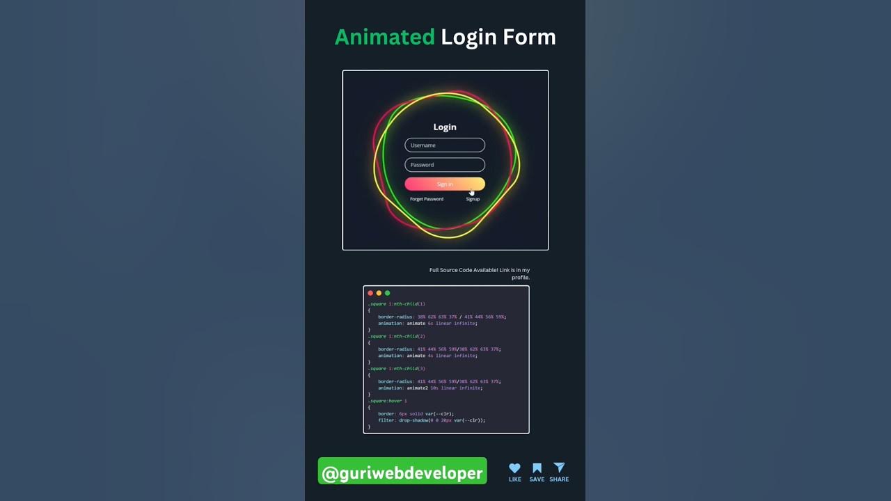 animated login form #coding #css #html #javascript #ytshorts #shorts #viralvideo #webdesign # ...