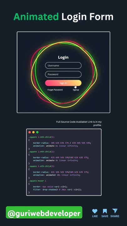 Animated Login Form Coding Css Html Javascript Ytshorts Shorts Viralvideo Webdesign