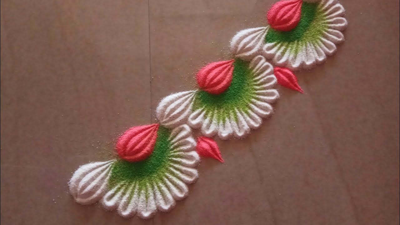 4 unique border rangoli design💜 side border design. diwali border ...