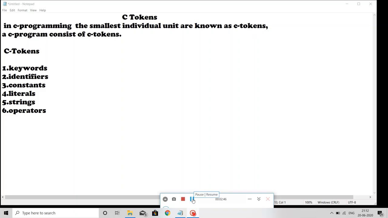 Tokens In C Programming Youtube 1122